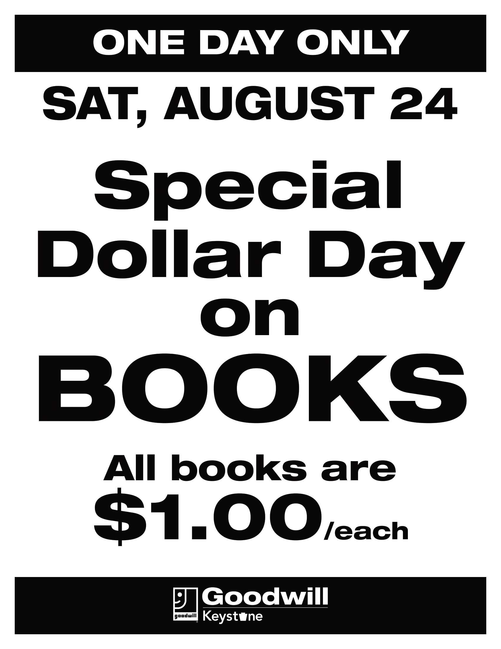 Goodwill Keystone Area Announces $1 Book Sale Extravaganza - Goodwill Keystone Area